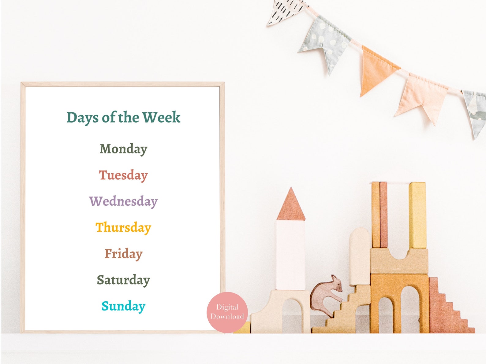 Days of the Week Poster for Kids Name of Week Weekday Name | Etsy