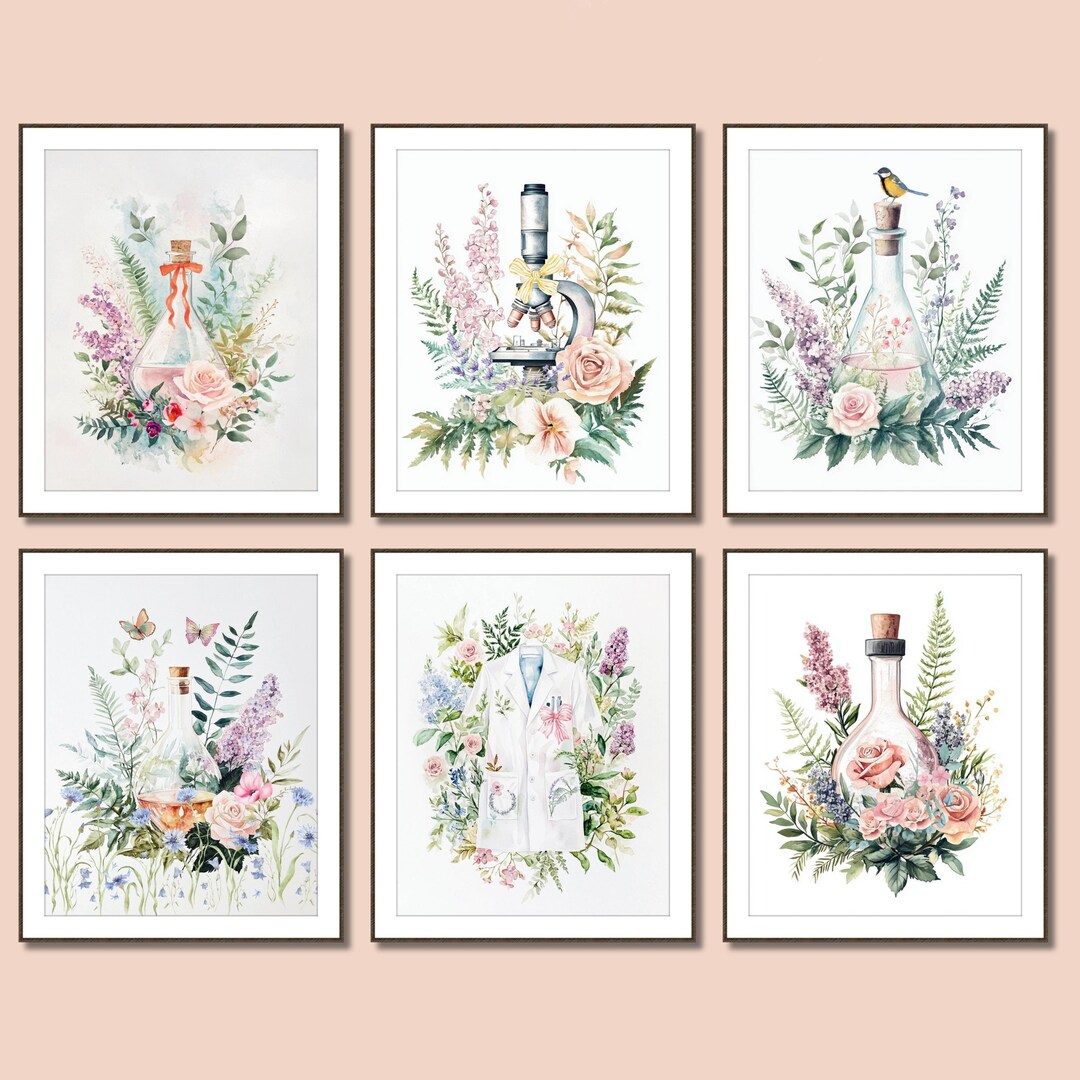 Science Posters Teen Wall Art Girl Wall Art Women in Science Poster Set Watercolor Science ...