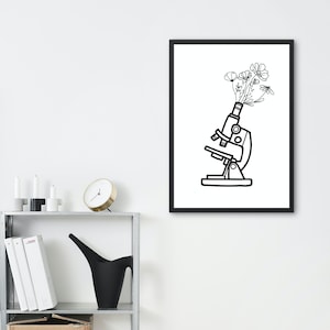 Microscope Art Print, Instant Download, Science Poster, Classroom Decor, Women in Science ...