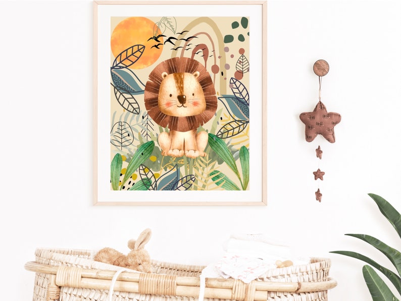 Safari Nursery Wall Print Boho Nursery Print Lion Printable - Etsy