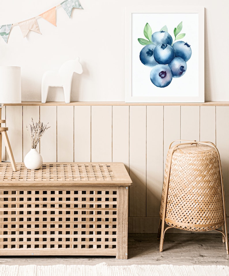 Watercolor Blueberry Printable Blueberries Wall Art Instant - Etsy