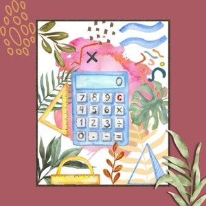 Math Wall Prints, Boho Watercolor Prints, Boho Classroom Wall Art ...