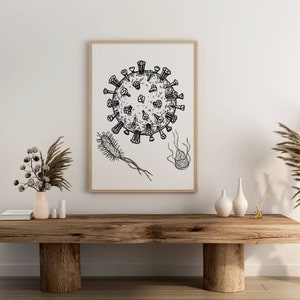 Microbiology Poster Bacteria Art Biology Student Gift Microbiologist ...