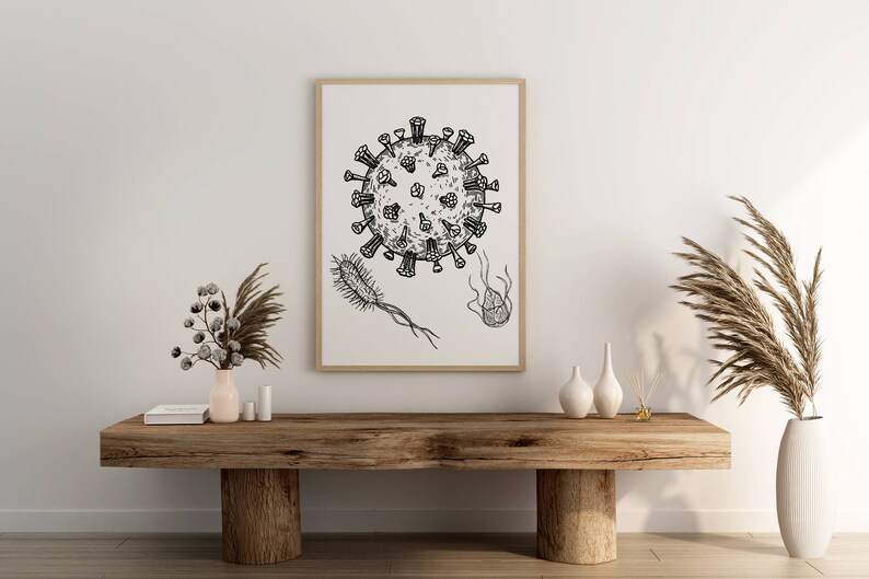 Microbiology Poster Bacteria Art Biology Student Gift Microbiologist ...