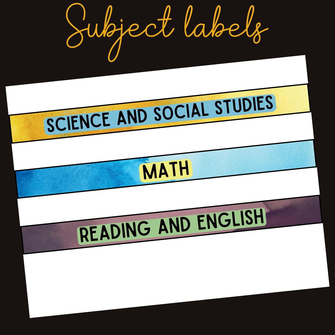 School Subjects Labels, Elementary School Binder Label, Teacher Binder ...