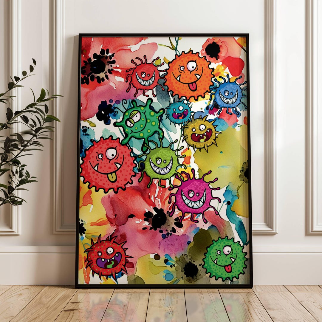 Microbe Collection Microbiology Wall Art Gift to Microbiologist ...
