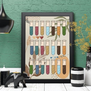Science Wall Print, Boho Watercolor Print, Test Tube Print, Boho ...