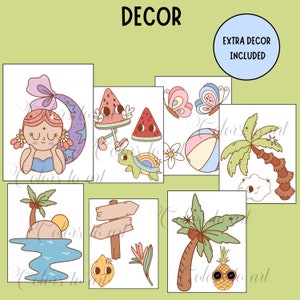 Retro Beach Themed Printable Bulletin Board Summer Board Summer Vibes ...