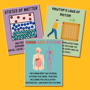 Science Class Posters Set of 12 Middle School Science Posters High ...