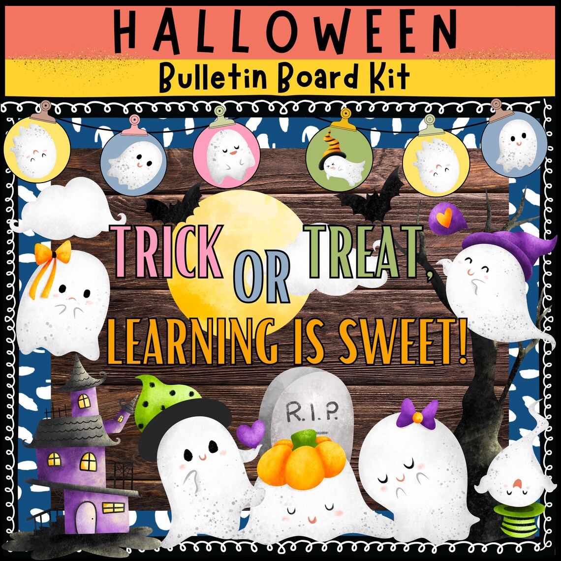 Halloween Bulletin Board Kit Autumn Classroom Decorations Door Decor ...