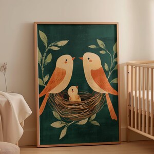 Bird Nest Art Print Nursery Wall Art Nature Art Print Home Decor Modern ...