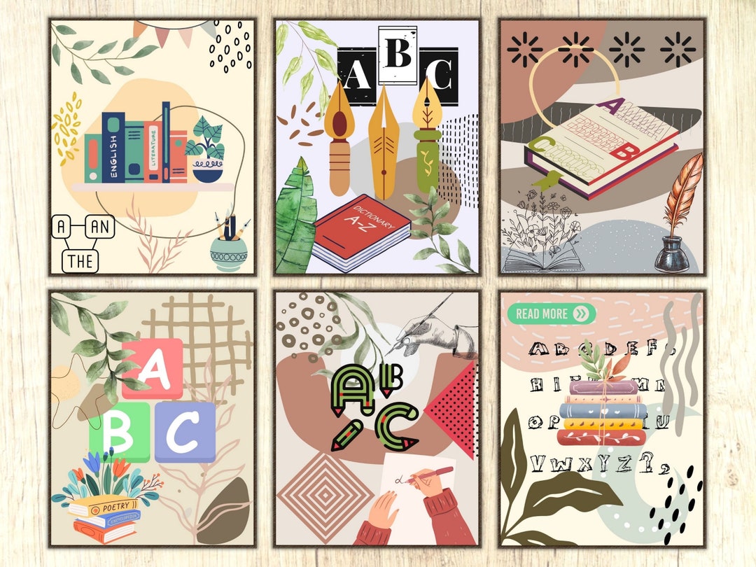 English Classroom Decor, Boho Watercolor Prints, Classroom Wall Art ...