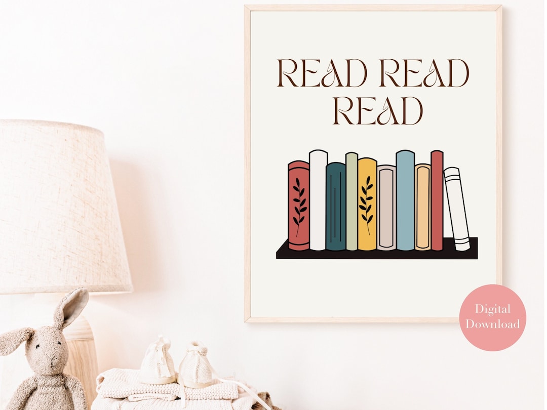 Kids Reading Nook Print, Colorful Bookshelf Art (digital Download) - Etsy