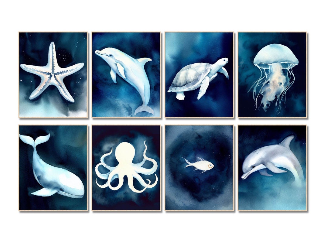 Sea Animal Prints, Ocean Themed Nursery, Under the Sea Nursery ...