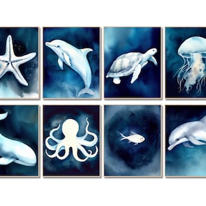 Sea Animal Prints, Ocean Themed Nursery, Under the Sea Nursery ...