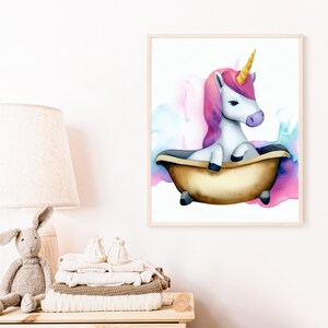 Unicorn Bathroom Art Set, Unicorn Print, Kids Bathroom Arts, Unicorn ...