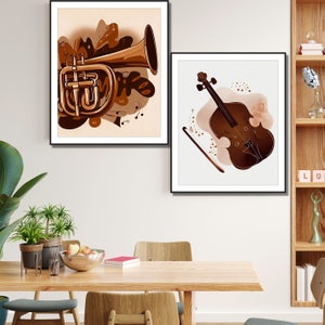 12 Music Wall Art Set, Abstract Musical Instruments Music Room Decor ...