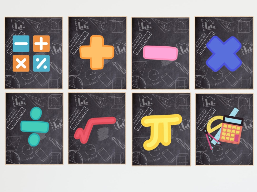 Math Posters (set of 8) Printable, Math Classroom, Mathematics Poster ...