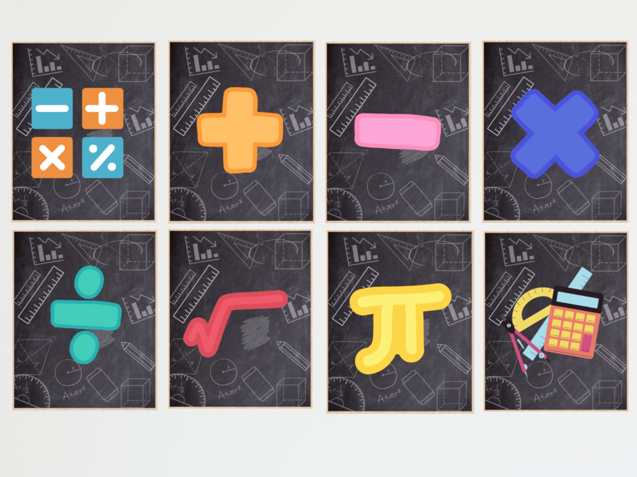 Math Posters set of 8 Printable Math Classroom Mathematics - Etsy