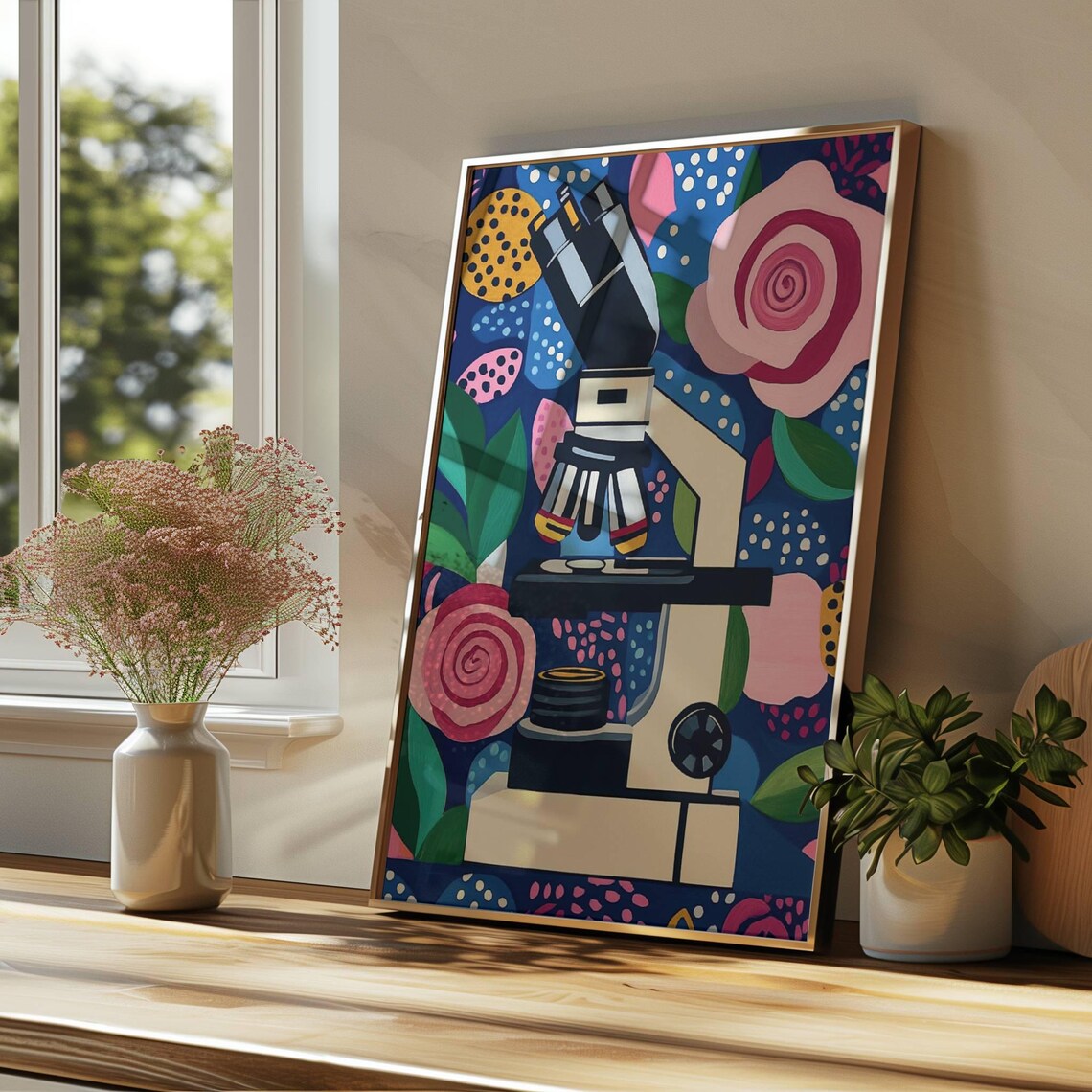 Microscope Printable Art Science Decor Science Teacher Gift Dorm Decor ...