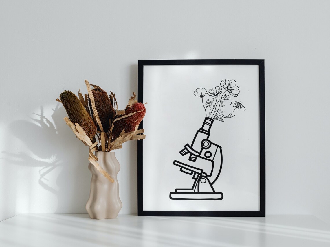 Microscope Art Print Instant Download Science Poster - Etsy