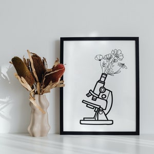 Microscope Art Print, Instant Download, Science Poster, Classroom Decor ...