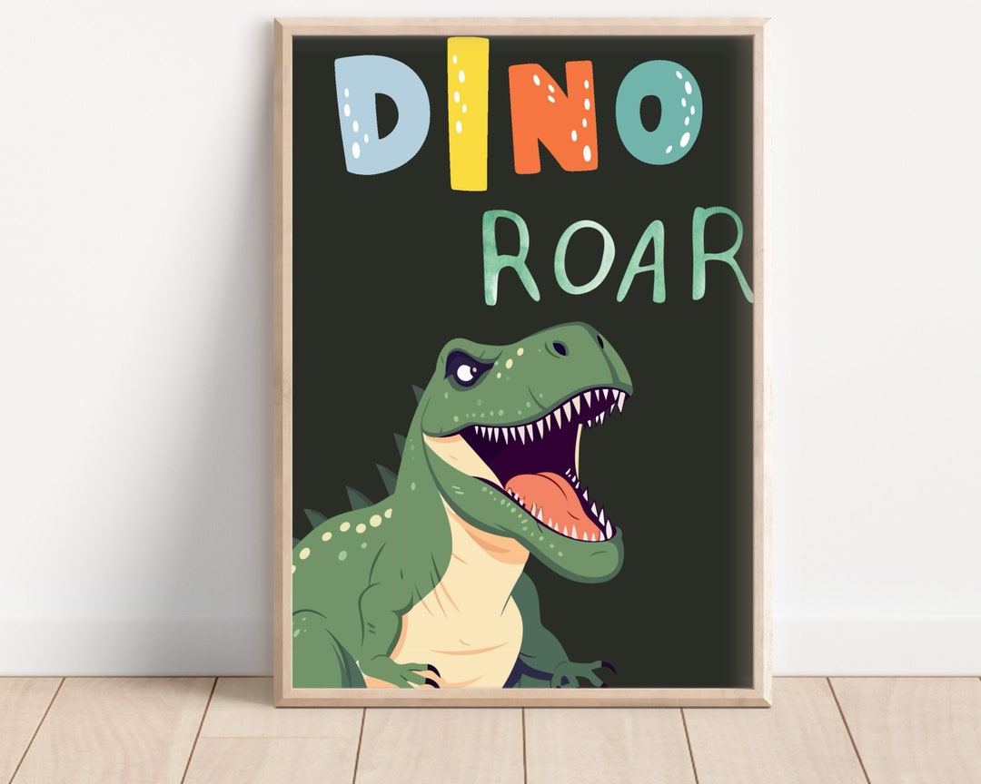 Dinosaur Wall Art, Dinosaur Theme Bathroom Wall Art, Dino Lover Gift ...