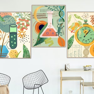 Biology Wall Prints Boho Watercolor Prints Green Prints Boho Classroom ...