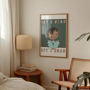 Let's Read Poster Reading Decor Reading Art Print Classroom Decor ...