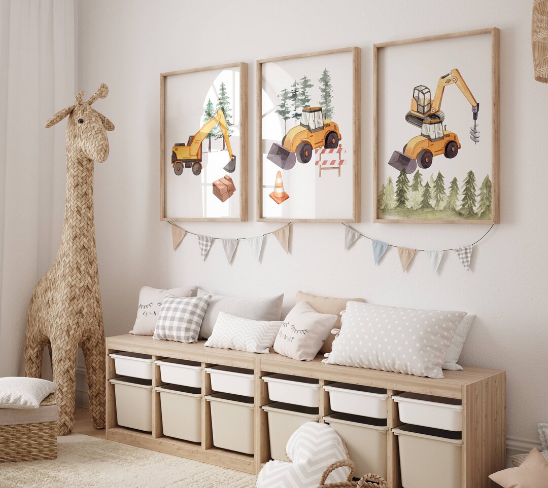 Construction Vehicles, Construction Poster, Digital Prints, Kids ...