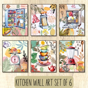 Kitchen Wall Art Set of 6, Kitchen Gallery Wall Art Set, Kitchen Decor ...