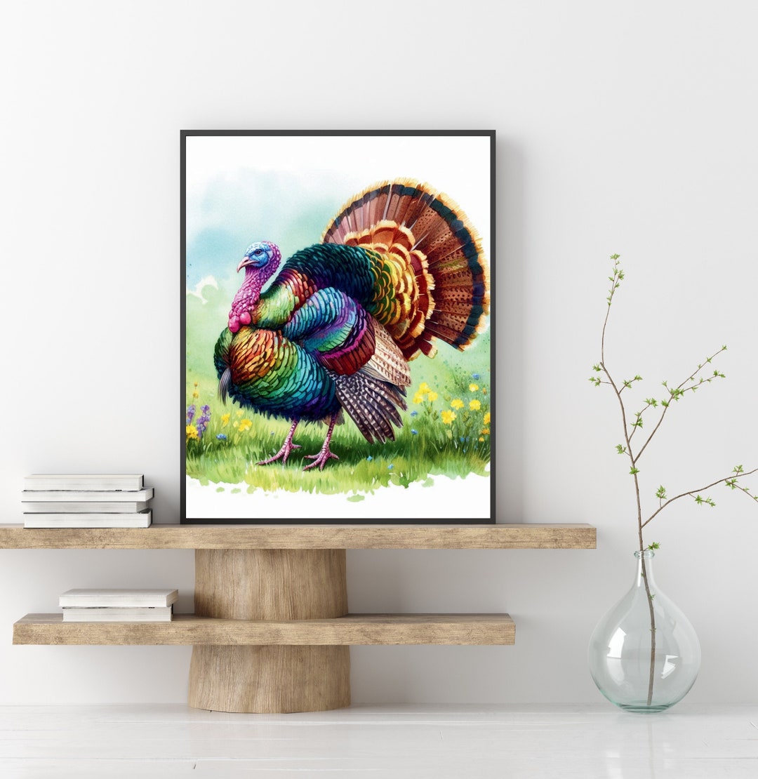 Turkey Watercolor Painting Thanksgiving Wall Art Thanksgiving Kitchen ...
