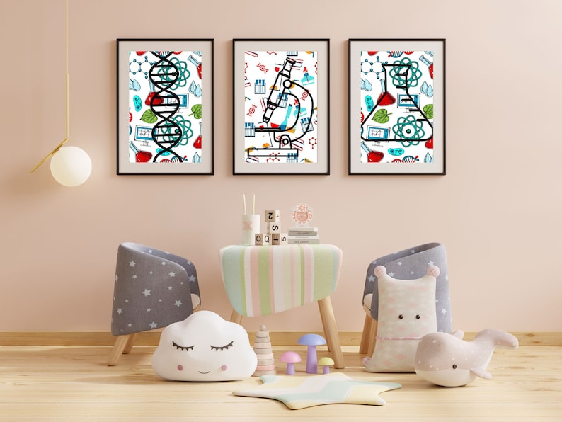 Science Wall Prints Classroom Wall Art Nursery Decor Set of - Etsy