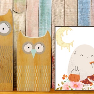 Boho Halloween Decor Set of 8 Prints, Cute Fall Decor, Modern Halloween ...