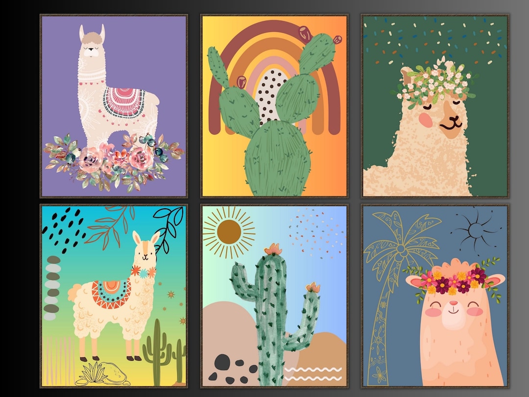 Set of 6 Alpacas, Alpaca Print, Nursery Wall Art, Digital Download ...