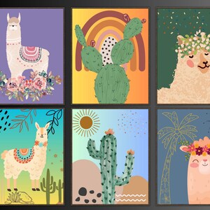 Set of 6 Alpacas, Alpaca Print, Nursery Wall Art, Digital Download ...