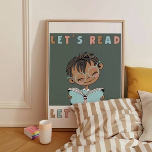 Let's Read Poster Reading Decor Reading Art Print Classroom Decor ...