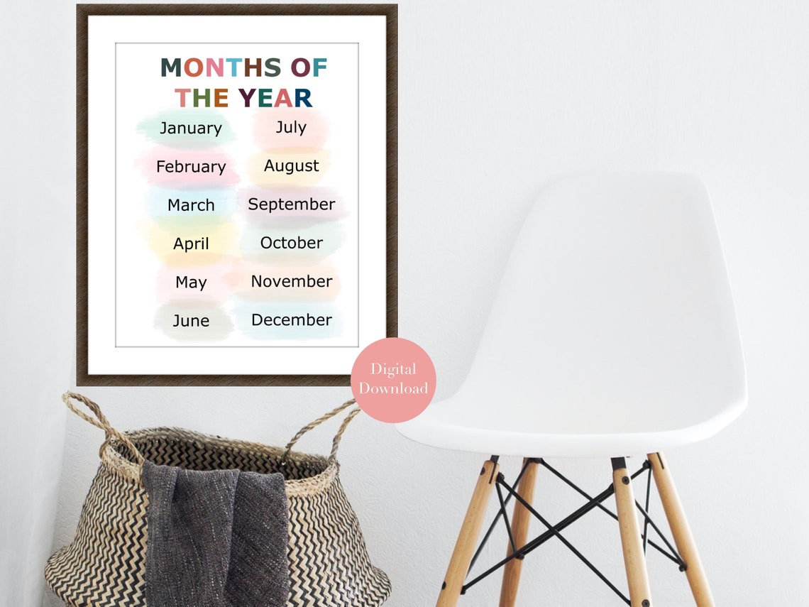 Months of the Year Printable Montessori Education Poster - Etsy