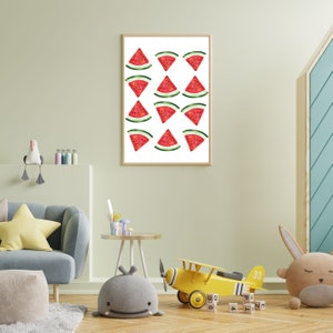 Watermelon Wall Print, Summer Printable, Watermelon Wall Decor, Fruit ...