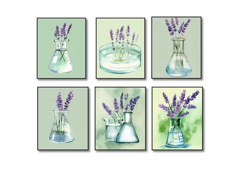 Printable Science Classroom Wall Art Set, Lavender Flower Artwork ...