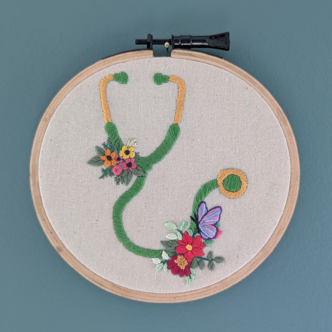 Embroidered Art Wall Decor Doctor Gift Stethoscope Wall Art Hand ...