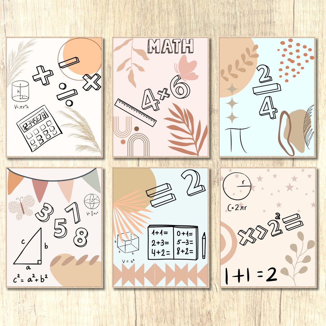 Math Class Gallery Wall Art Set Math Classroom Poster Set High School ...