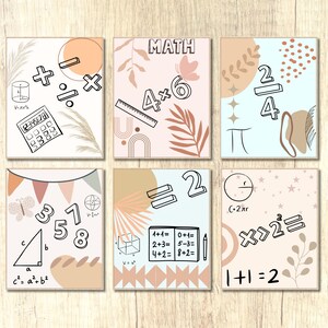 Math Class Gallery Wall Art Set Math Classroom Poster Set High School ...