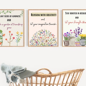 8 Plant Boho Neutral Bulletin Board Decor Modern Greenery Classroom ...