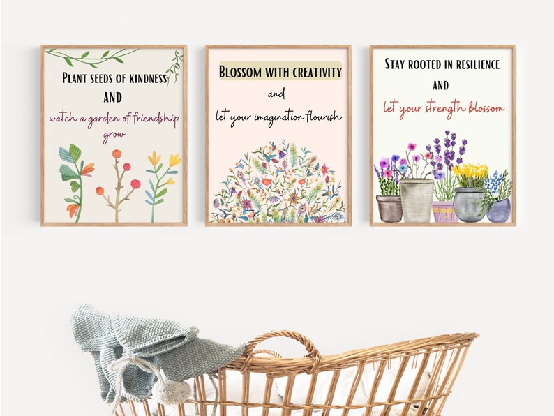 8 Plant Boho Neutral Bulletin Board Decor Modern Greenery Classroom ...