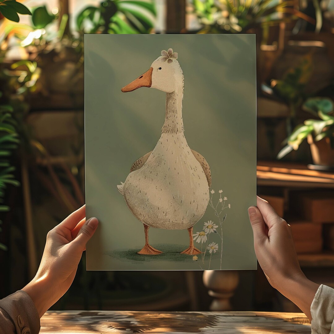 Silly Goose Wall Art Kid's Room Illustration Cute Goose Poster Goose ...