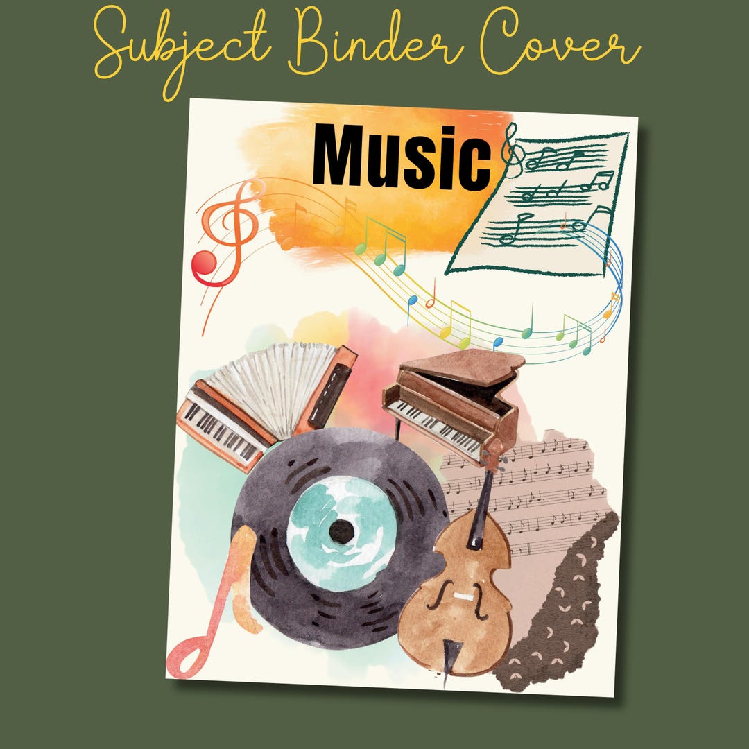 Music Subject Binder Cover Printable Back to School Teacher Binder ...