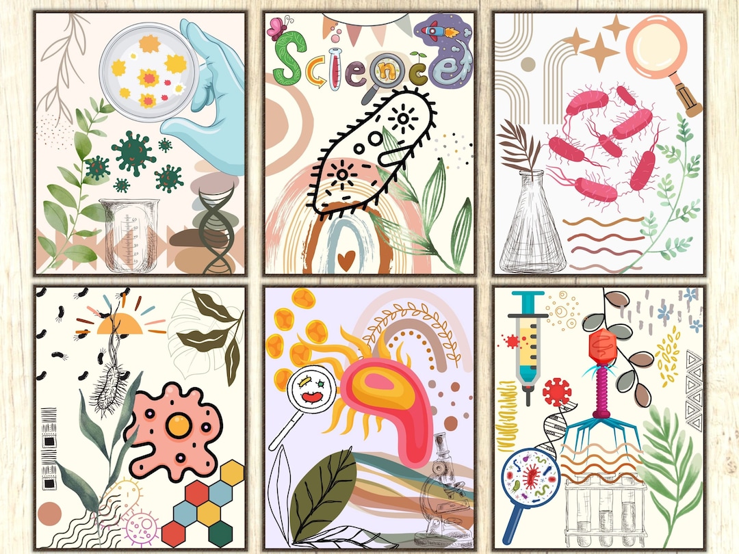 Microbiology Wall Prints, Boho Watercolor Prints, Science Prints, Boho ...