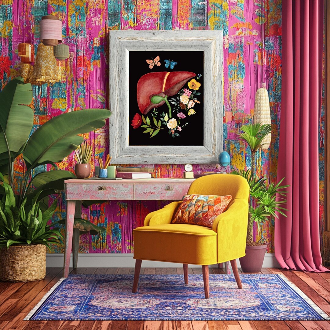 Anatomical Liver Decor Floral Human Liver Gift Art Medical Printable ...