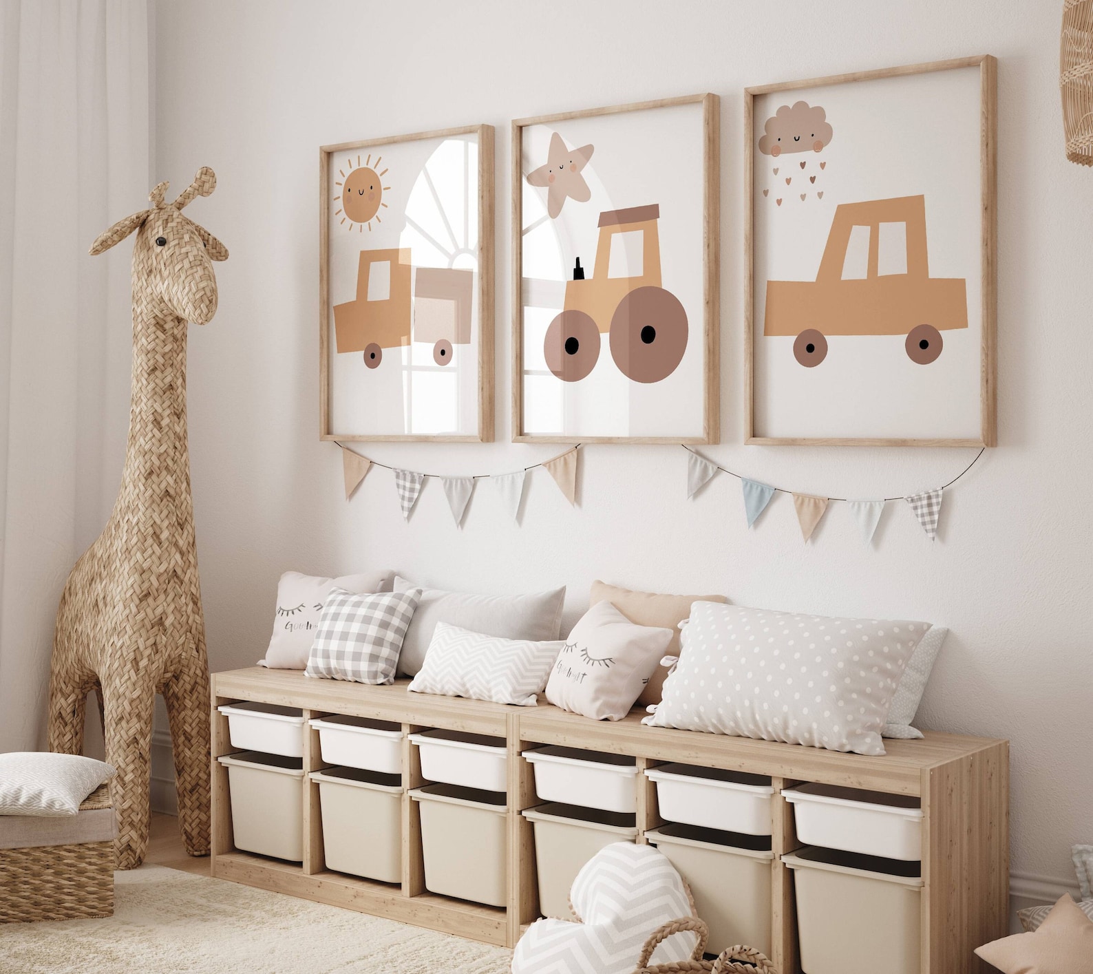 Boho Watercolor Vehicle Prints, Transportation Nursery Decor (digital ...